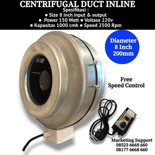 Jual Centrifugal Duct Inline 8 Inch Blower Hisap 200mm FREE SPEED ...