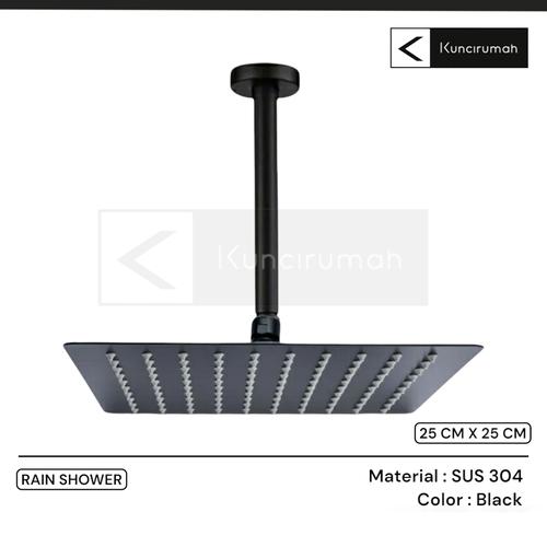 Jual Shower head black rain shower atas plafon kotak 10 inci hitam ...