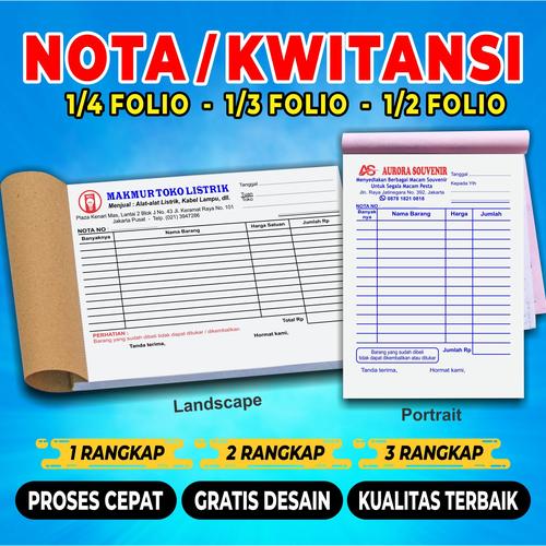Jual cetak nota bon / faktur custom - 1 rangkap, 1/4 folio - Kota Depok ...