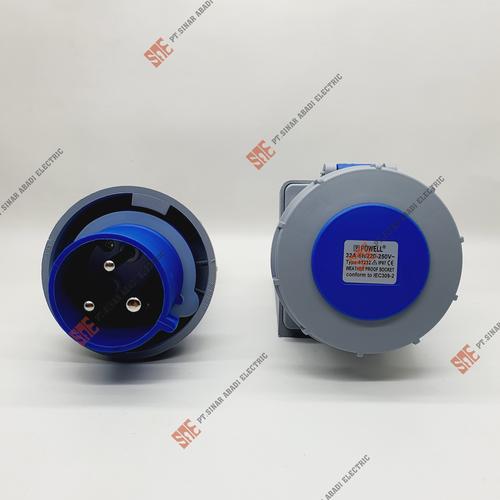 Jual Steker Stop Kontak 3 Pin 32A Powel / Plug Socket P17 3P 32 Amp ...