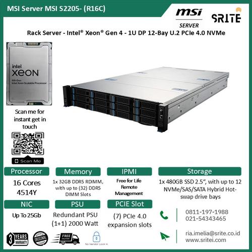 Jual Server MSI Barebone Rack Server Dual Processor Intel Xeon Gen 4 2U ...