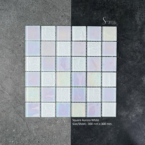 Jual Aurora White Square Singres Mosaic Tiles | Mosaic Keramik ...
