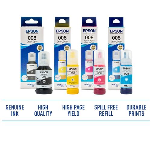 Jual Tinta Epson 008 (4warna) Black, Cyan, Magenta, Yellow Original For ...