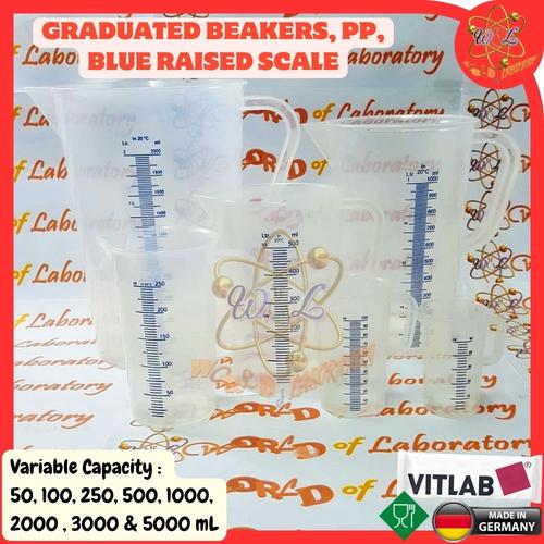 Jual VITLAB Graduated Beakers, PP, Blue Raised Scale (Beaker Plastik PP) - 2000 mL - Jakarta ...