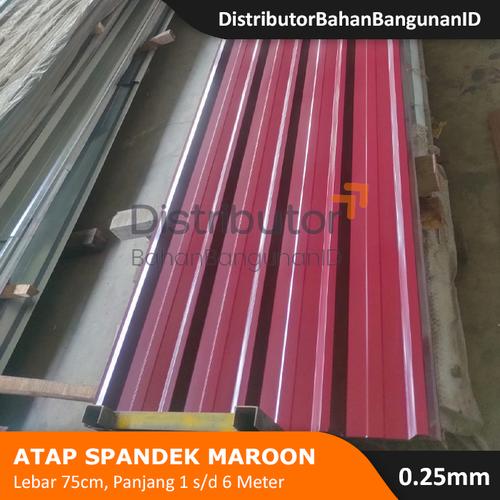 Jual Atap Spandek Maroon 0.25mm Lebar 75cm Spandex Galvalum Warna 0,25 ...