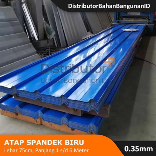Jual Atap Spandek Biru 0.35mm Lebar 75cm Spandex Galvalum Warna 0,35 ...