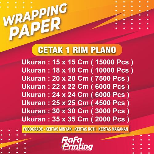 Jual Cetak Kertas Roti Custom ( 1 Rim Plano - 1 Warna ) kertas makanan ...