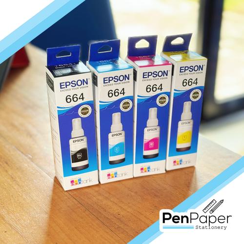 Jual Tinta Epson 664 Original black cyan magenta yellow L110 L220 L310 - Hitam - Kota Manado ...