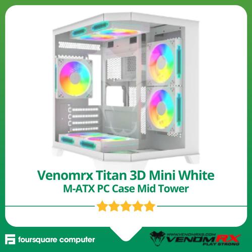 Jual VenomRX Titan 3D Mini White M-ATX PC Case Casing Mid Tower - Kota ...