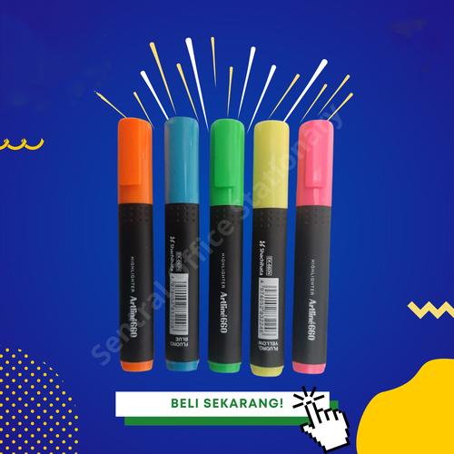 Jual Artline 660 Highlighter 5 warna (biru, hijau, kuning, orange, merah muda) - Kota Surabaya ...