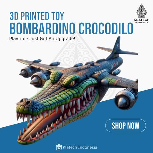 Jual Bombardino Crocodilo Brainrot Mainan || 3D Printed Toy - Cokelat ...