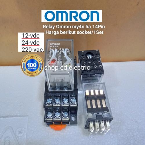 Jual relay omron my4n/my4 24v dc 5a 14pin plus socket - Kota Tangerang - shop ed electric ...