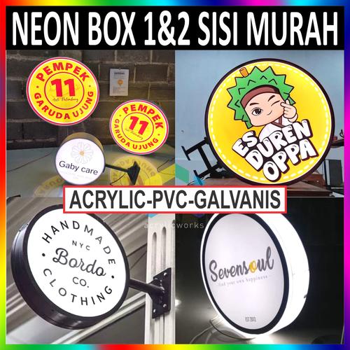 Jual Neon Box Bulat 2 Sisi Nyala LED Full Acrylic dan PVC Premium Murah ...