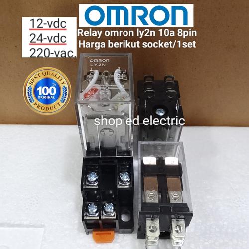 Jual relay omron ly2n/ly2 12v dc 10a 8pin plus socket - Kota Tangerang ...