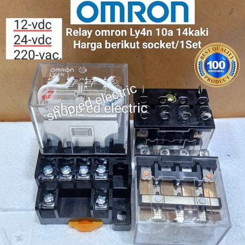 Jual set relay omron ly4n/ly4 12v dc 10a 14pin plus socket - Kota ...