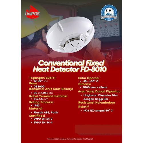 Jual Fire Alarm-UniPos-Conventional-Fix Heat Detector-FD8010 Incl.with ...