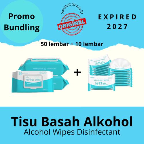 Jual Bundling Tissue Basah Alkohol 50 lembar + 10 lembar Mei Shi Yu ...