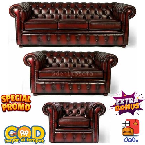 Jual Sofa Chesterfield-Sofa Kancing-Sofa 321-Sofa Kulit Mewah-Kursi ...