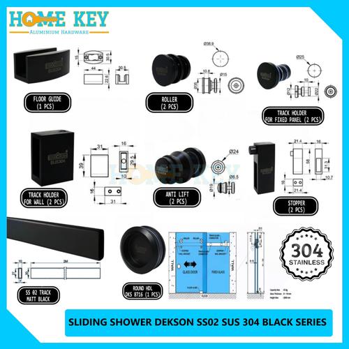 Jual Accessories Pintu Sliding Shower Glass Dekkson SS02 Matt Black Dan ...