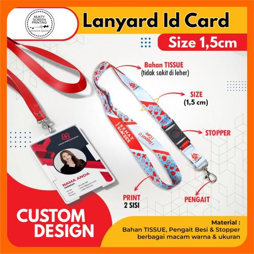 Jual Tali Lanyard ID Card Uk 1,5 cm Printing Sublim Custom Design - 1 Sisi, diatas 2600pcs ...