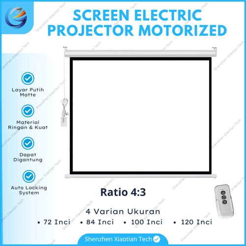 Jual Layar Screen Proyektor 84-100-120 Inch Motorized With Remote 16:9 ...
