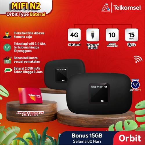 Jual Telkomsel Orbit Mifi N2 Portable Modem Wifi 4G High Speed Bonus ...