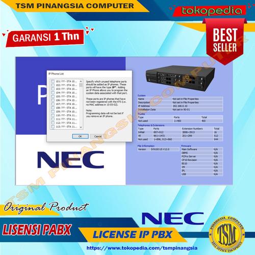 Jual LISENSI PABX / LICENSE IP PBX NEC ACTIVATION EXT IP PHONE NEC SL2100 - Jakarta Barat - Tsm ...