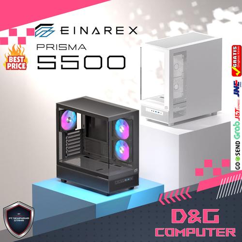 Jual Einarex Prisma S500 ATX GAMING CASE WITH 2 fan 120mm Reverse ARGB AND 1 fan ARGB 120mm ...