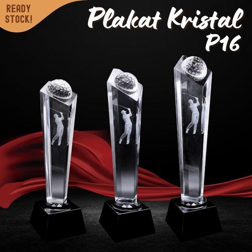 Jual P16 Plakat kristal PREMIUM GOLF trophy tropi piala award bisa di ...