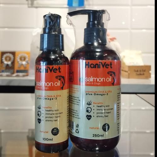 Jual HaniVet Salmon Oil Premium DHA & EPA plus Omega-3 - HaniVet Minyak Ikan Untuk Anjing dan ...