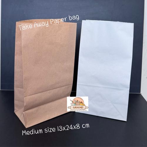 Jual Paper bag Coklat Putih 13x24x8 cm Food Paper Bag Kertas Bungkus ...