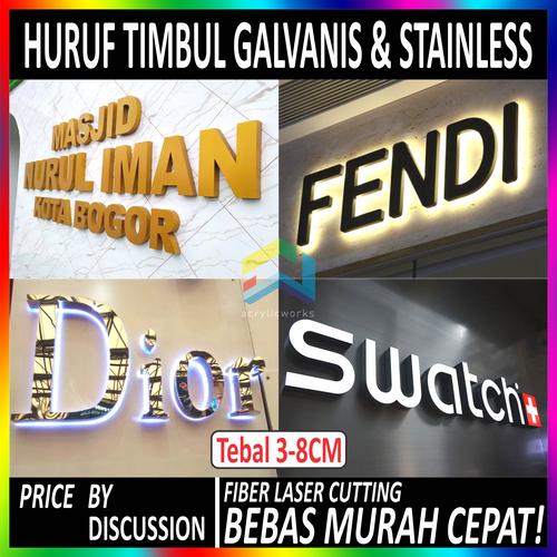 Jual Huruf Timbul Letter 3D Galvanis Stainless NYALA LED BEBAS MURAH ...