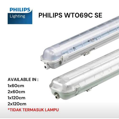 Jual philips kap lampu tl led wateproof wt069c 60cm 120 cm tahan air kap t8 led - 2 lampu, 120 ...