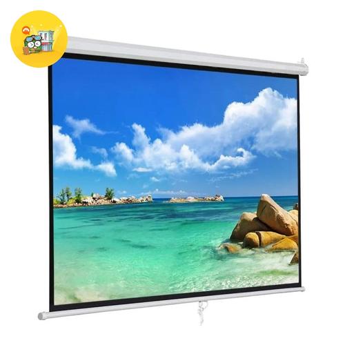 Jual Screen Projector 96" Wall / Layar Proyektor 96" manual / tarik ...