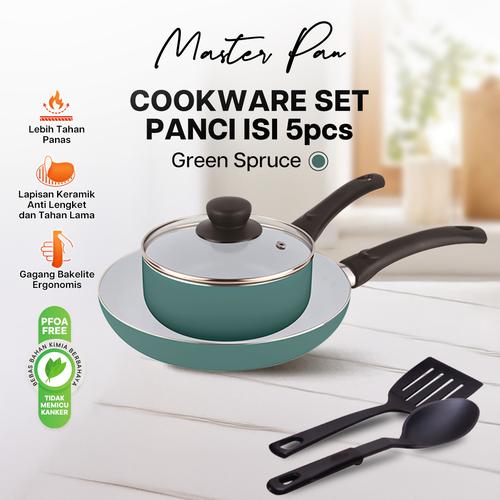 Jual Master Pan Set Panci Isi 5 Hijau 5 pcs Cookware Set Green Spruce ...