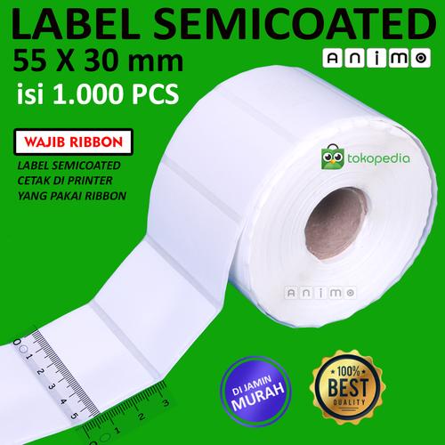 Jual LABEL SEMICOATED 55X30 - LABEL BARCODE 55 X 30 MM ISI 1.250 PCS - 1.000 PCS - Jakarta Utara ...