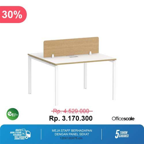 Promo Meja Kerja Kantor Penyambung Berhadapan 2 Orang + Panel Sekat ...