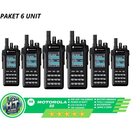 Jual HT Motorola R8 20W Dual Band VHF UHF | Paket 6 Unit | 199 Channel ...