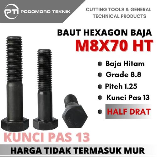Jual Baut Hexagon 8.8 M8x70 Kunci 13 High Tensile Bolt HTB Baja 8.8 ...