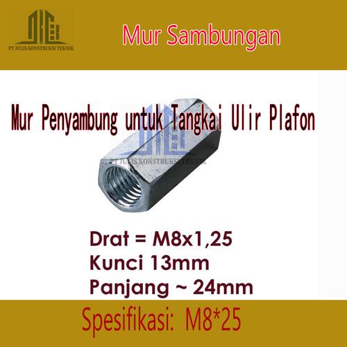 Jual Long nut M8 / Mur Sambungan Baut As Drat Ulir/ Mur panjang / Long ...