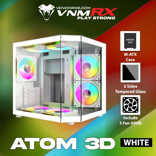Jual VenomRX Casing PC Atom 3D White M-ATX With 3x120mm ARGB Fan ...
