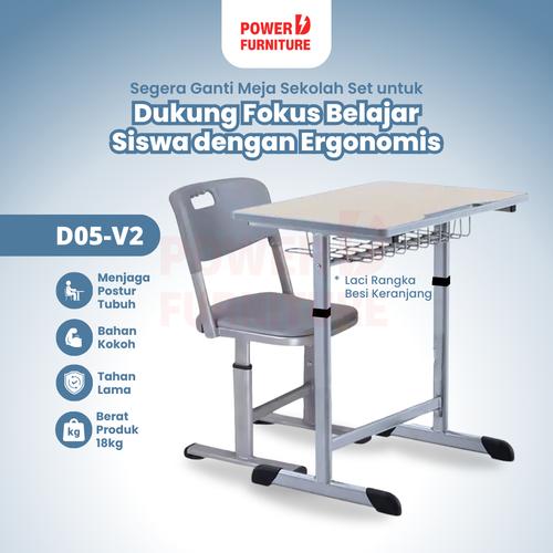Promo [HARGA PABRIK] PowerD Kursi Sekolah D05 v2 - Meja kursi sekolah | Kursi sekolah SD - Kab ...