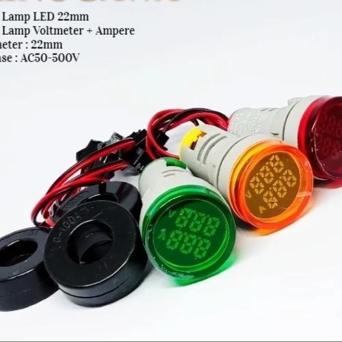 Jual Pilot Lamp LED With Volt + Ampere Meter 22mm - Merah - Jakarta ...