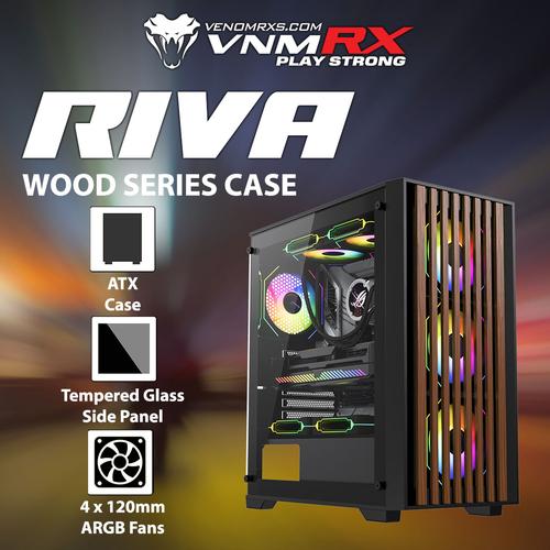 Jual VenomRX Casing PC Riva Wood Series ATX With 4x120mm ARGB Fan ...