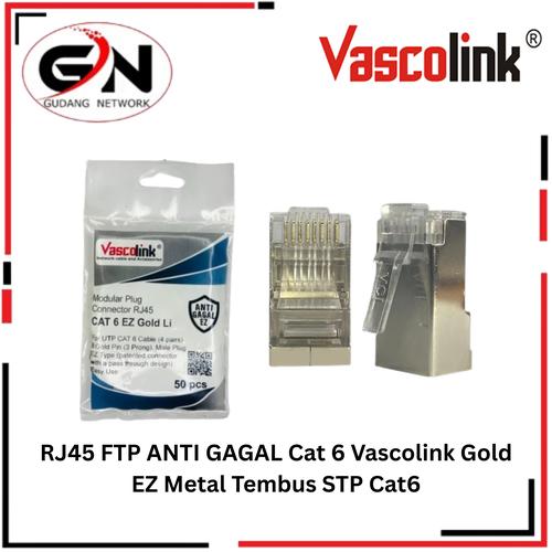 Jual RJ45 FTP ANTI GAGAL Cat 6 Vascolink Gold EZ Metal Tembus STP Cat6 ...