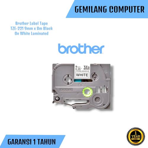 Jual Brother Label Tape TZE-221 9mm x 8m Black On White Laminated ...