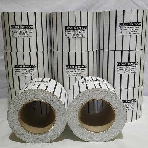 Jual LABEL BARCODE 32 X 18 (3 LINE) STICKER LABEL SEMICOATED 32X18 CORE ...