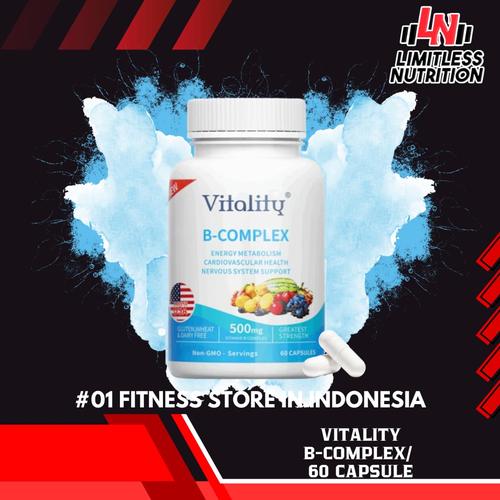 Promo Vitality USA Vitamin B-Complex 500mg - 60 Capsules Supports Cardiovascular Health - Kab ...