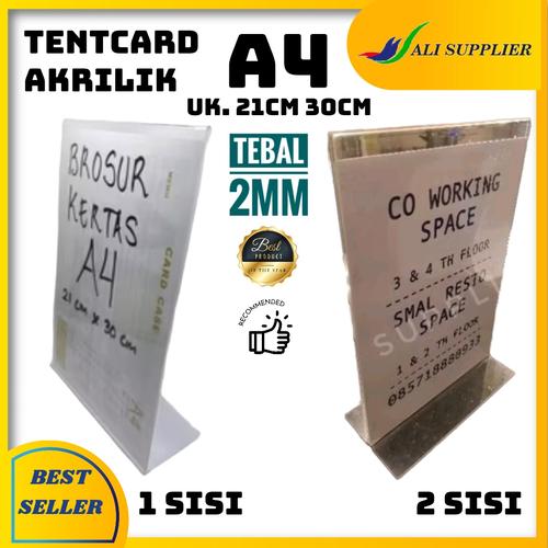 Jual Acrylic Tent A4 model T / Acrylic A4 2 sisi / Acrylic Tent card A4 2 sisi / Acrylic display ...