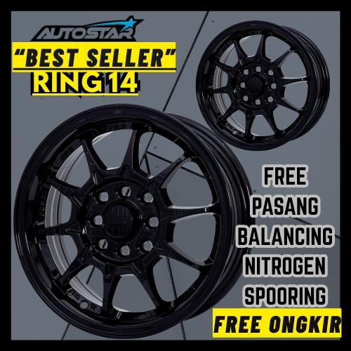 Jual velg hsr boroko srd R14 glossy black pas buat mobil brio,agya,ayla ...